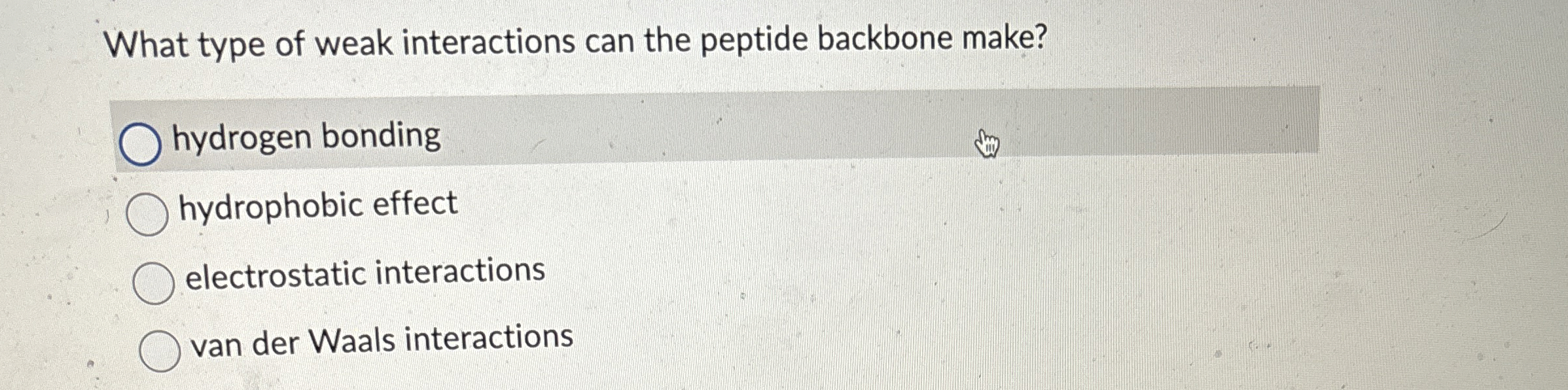 What type of weak interactions can the peptide | Chegg.com