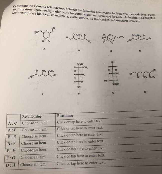 Solved Determine the isomeric relationships between the | Chegg.com