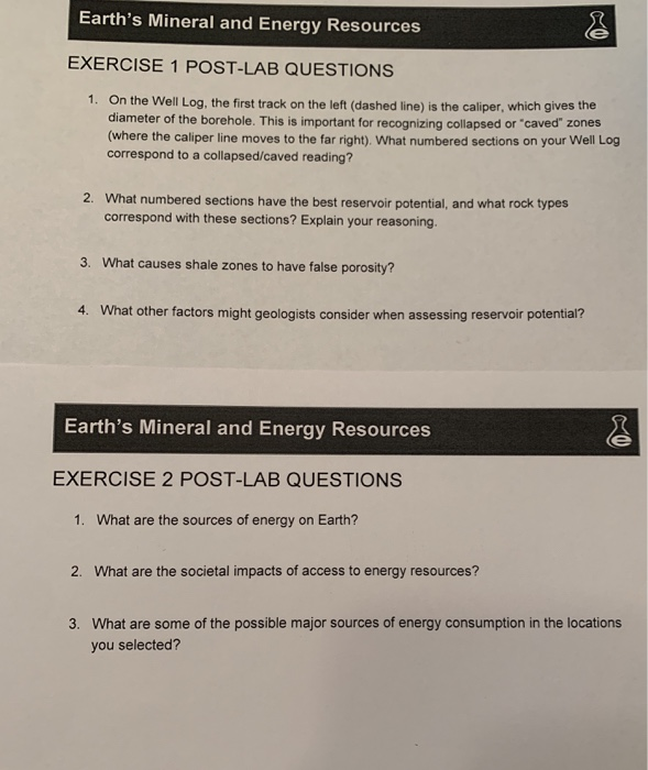 Solved Earth's Mineral and Energy Resources EXERCISE 1 | Chegg.com