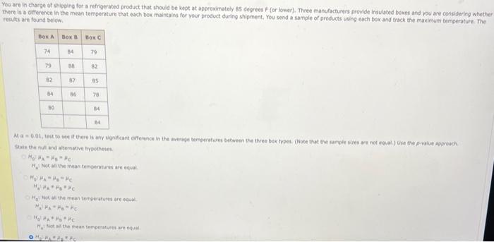 Solved fou are in tharge of shipping for a refrigerated | Chegg.com