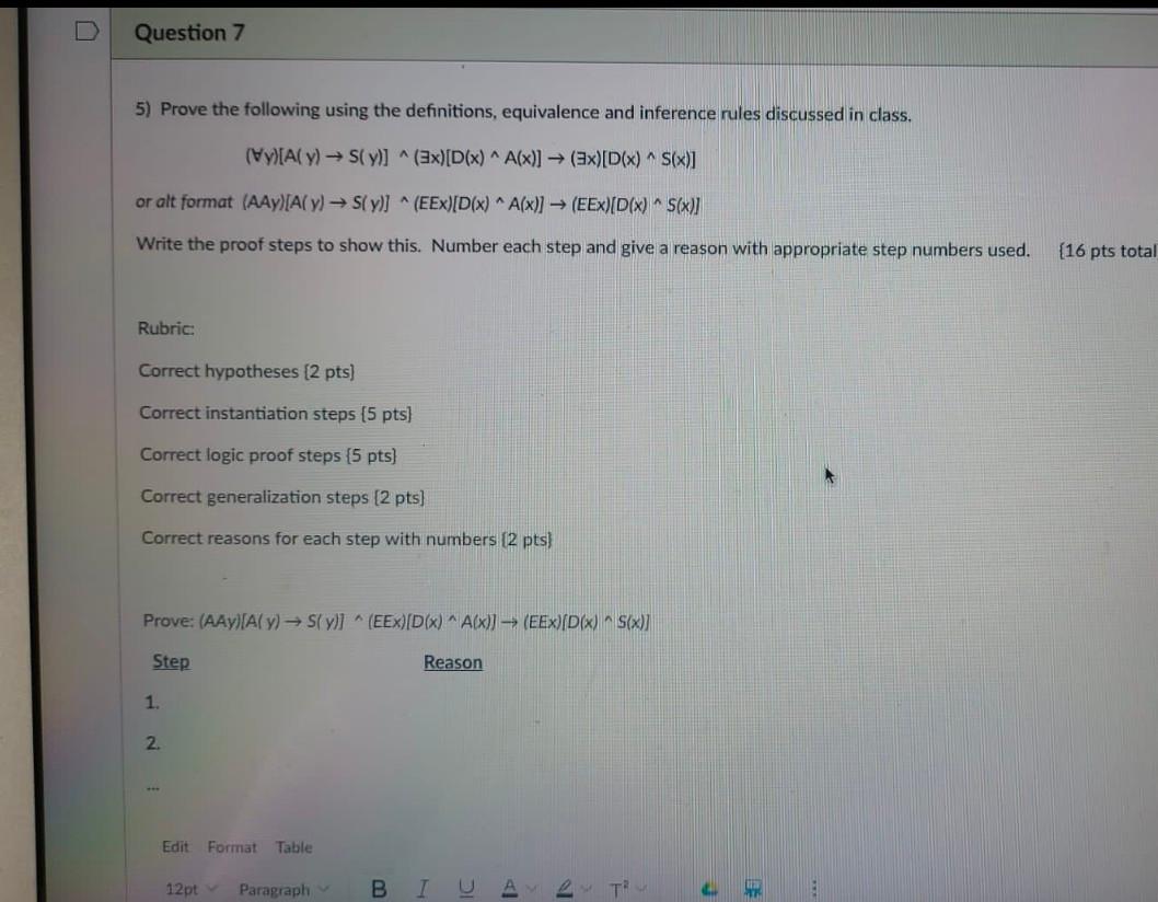 Solved D Question 7 5) Prove the following using the | Chegg.com