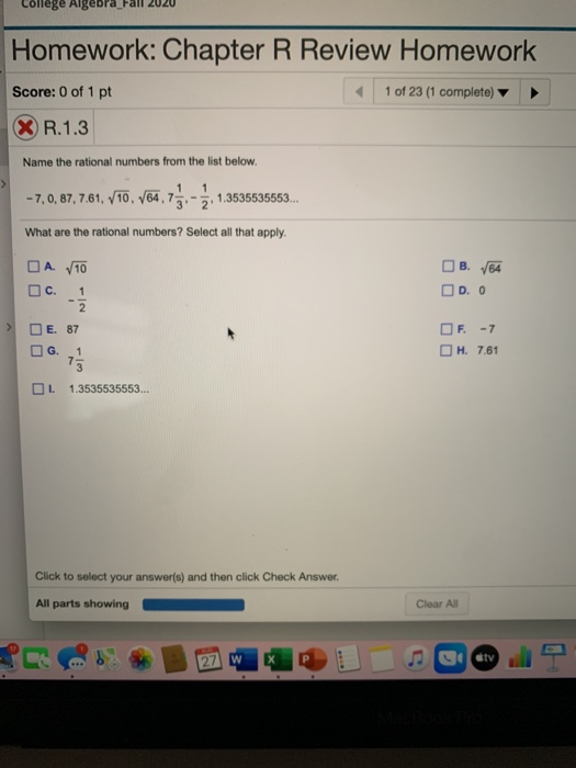 Solved College Algebra Homework: Chapter R Review Homework | Chegg.com