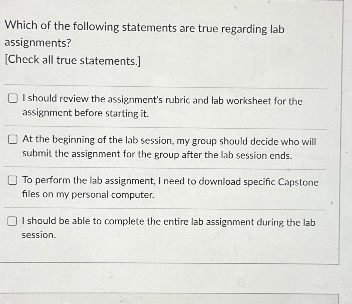 Solved Which of the following statements are true regarding | Chegg.com