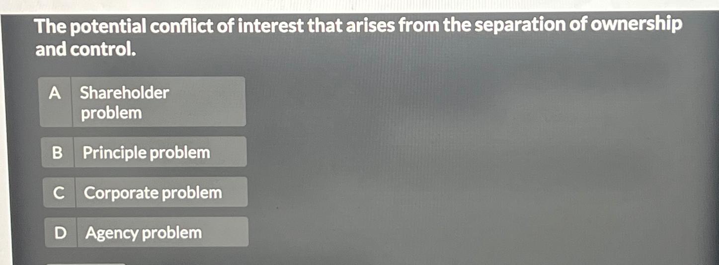 Solved The potential conflict of interest that arises from | Chegg.com