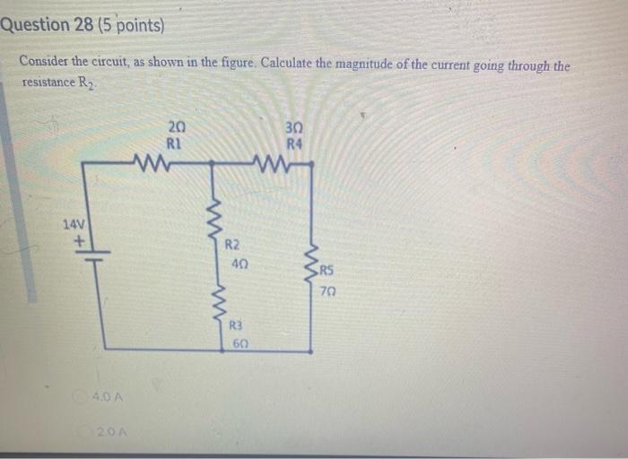 Solved Question 28 (5 points) Consider the circuit, as shown | Chegg.com