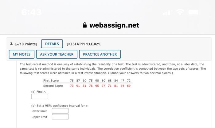 Solved A webassign.net 3. [-/10 Points] DETAILS JKESTAT11 | Chegg.com
