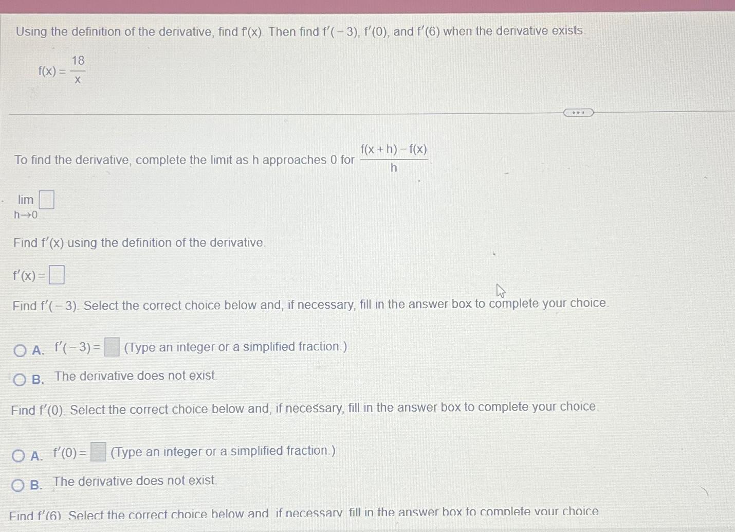 Solved Using the definition of the derivative, find f'(x). | Chegg.com