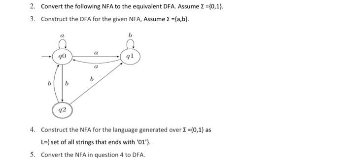 Solved 2. Convert the following NFA to the equivalent DFA. | Chegg.com