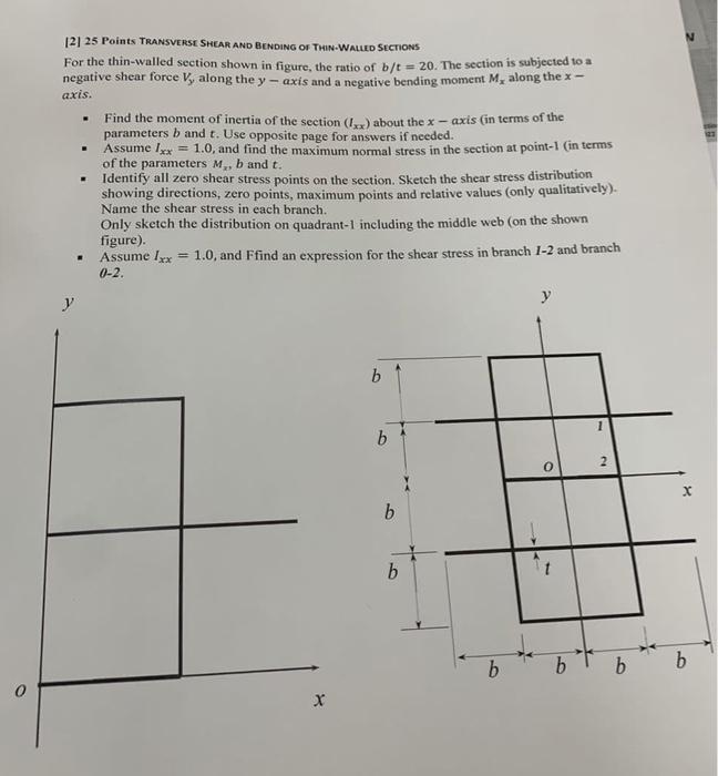 Solved [2] 25 Points Transverse Shear and BENDING OR | Chegg.com