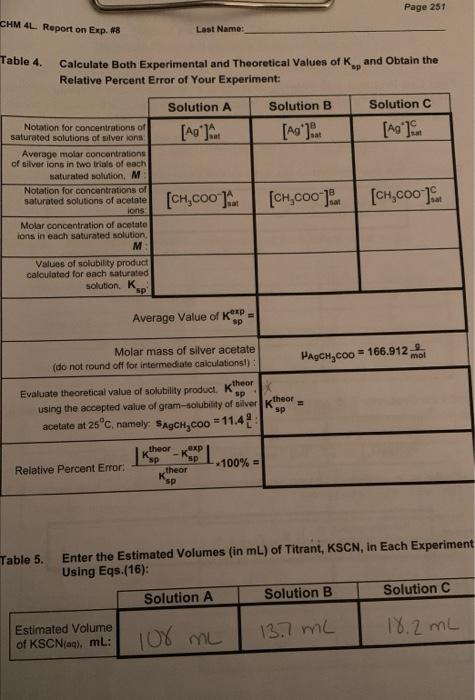 Solved PART A. Preparation of Silver Acetate Solutions Table | Chegg.com
