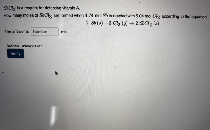 Solved SbCl3 is a reagent for detecting vitamin A. How many | Chegg.com