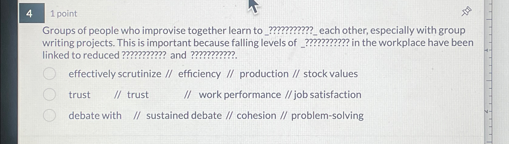 Solved 4 1 ﻿pointGroups of people who improvise together | Chegg.com