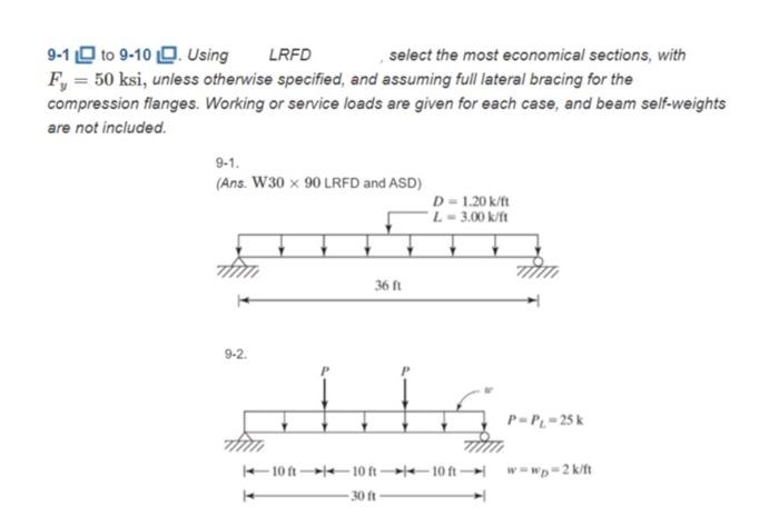Solved 9-1 to 9-10 ․ Using LRFD select the most economical | Chegg.com