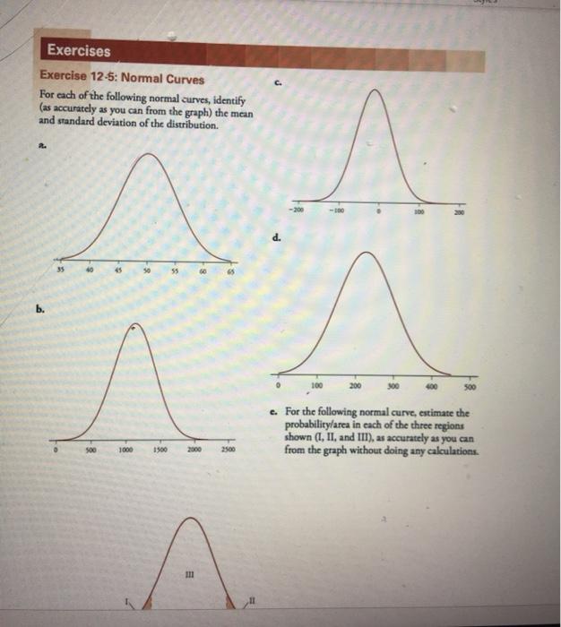 Solved Exercises Exercise 12-5: Normal Curves For each of | Chegg.com