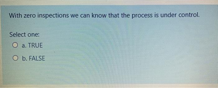 Solved With zero inspections we can know that the process is | Chegg.com