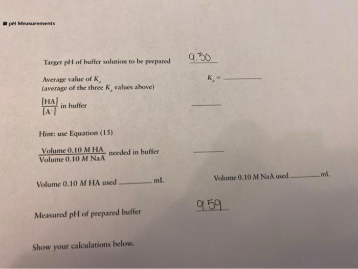 Solved PART C. Properties of Buffers Buffer system selected | Chegg.com