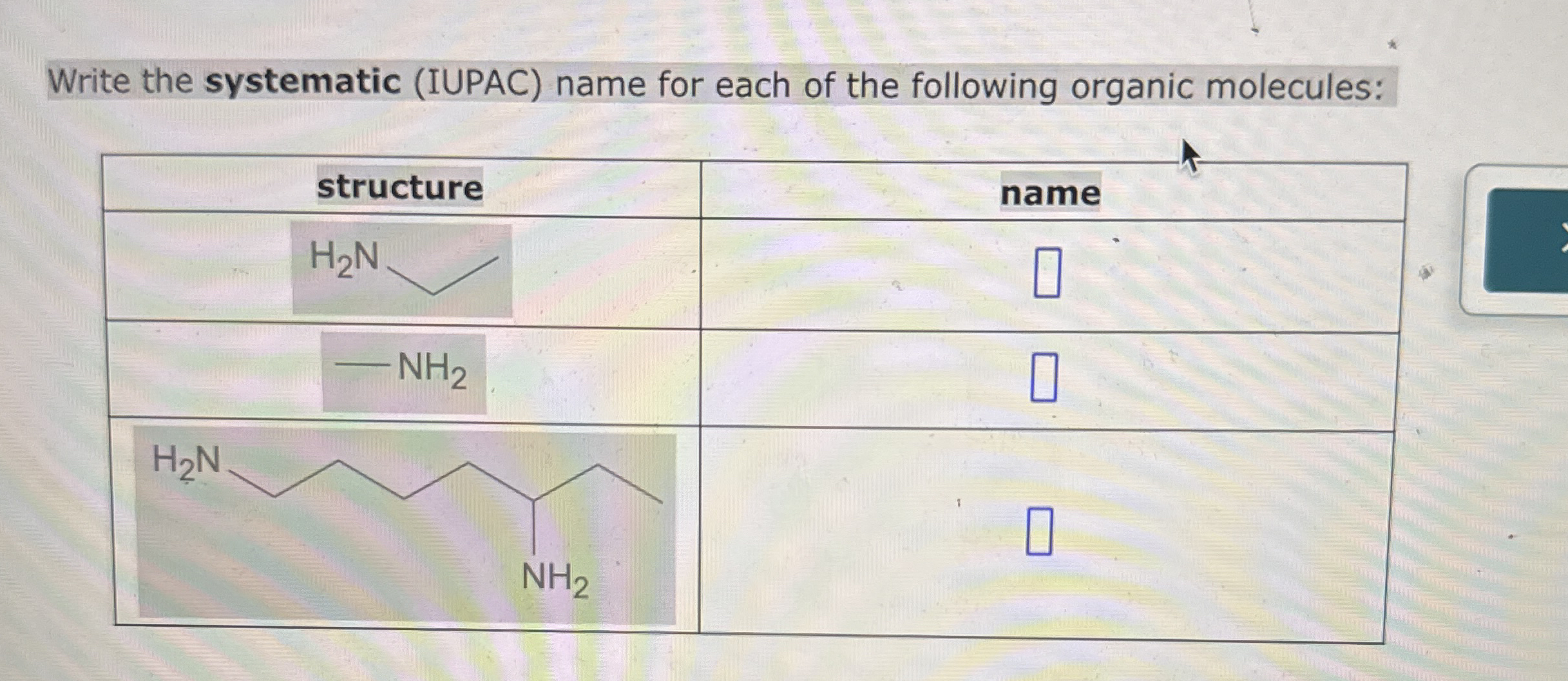 Write the systematic (IUPAC) ﻿name for each of the | Chegg.com