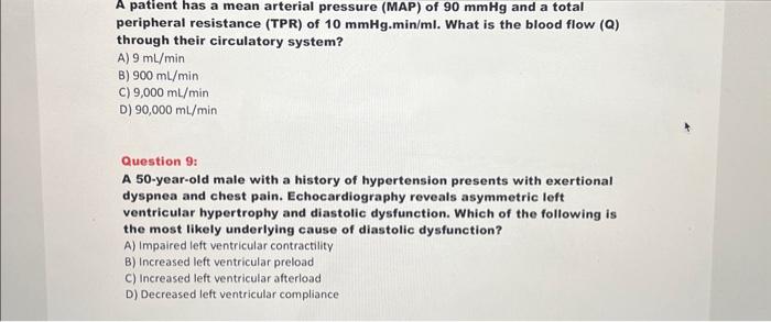 Solved A patient has a mean arterial pressure (MAP) of | Chegg.com