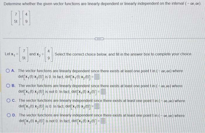 Solved Determine Whether The Given Vector Functions Are 5969