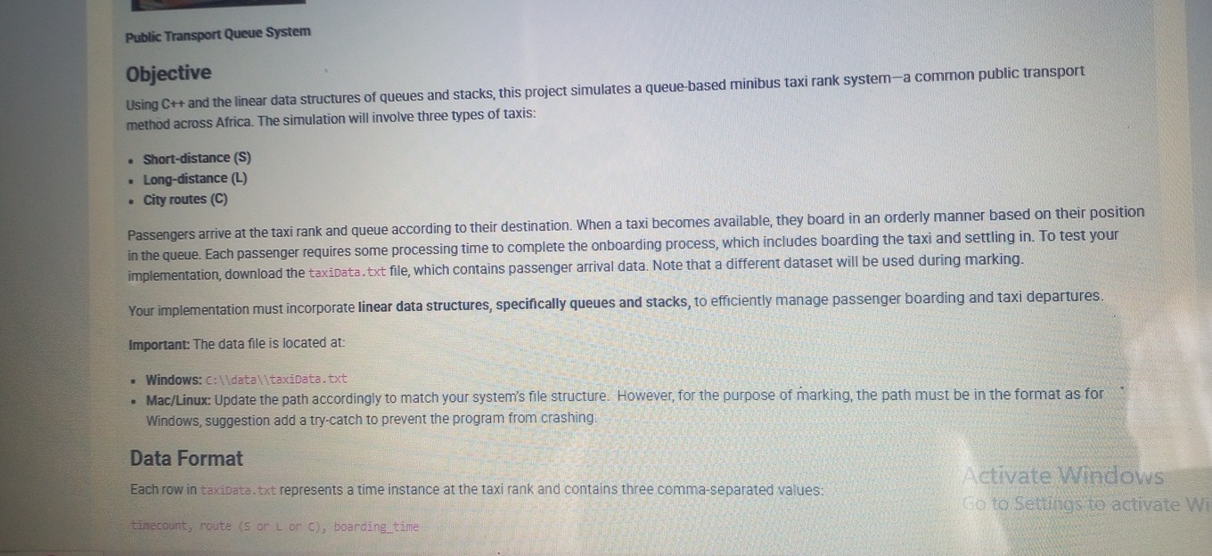 Solved Public Transport Queue SystemUsing C++ ﻿and the | Chegg.com