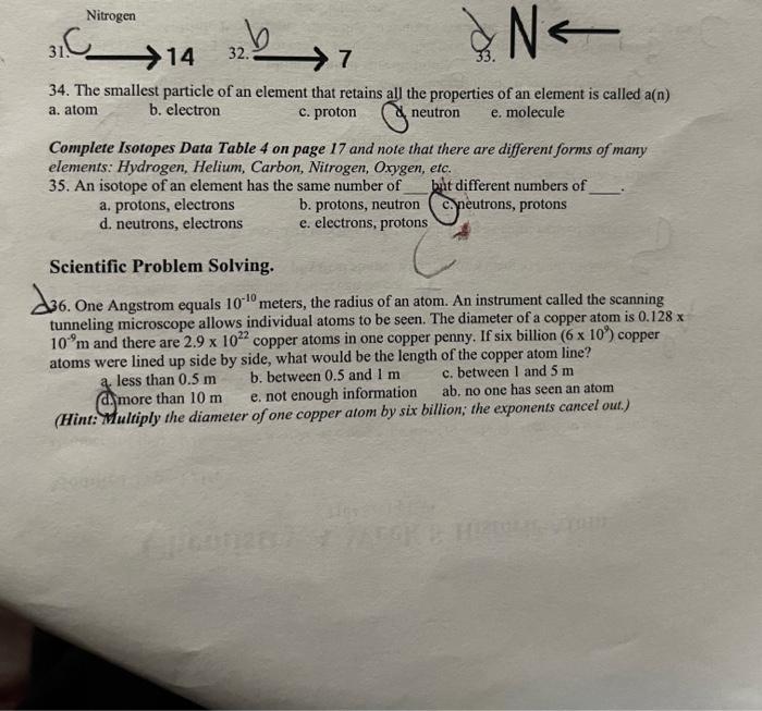 Solved 34. The smallest particle of an element that retains | Chegg.com