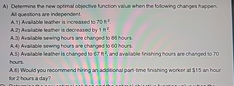 Solved A determine The New Optimal Objective Function 8360
