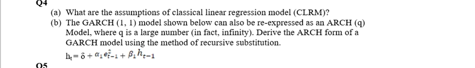 Solved (a) What are the assumptions of classical linear | Chegg.com