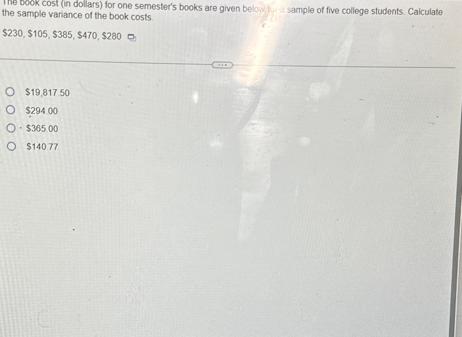Solved The book cost (in dollars) ﻿for one semester's books | Chegg.com