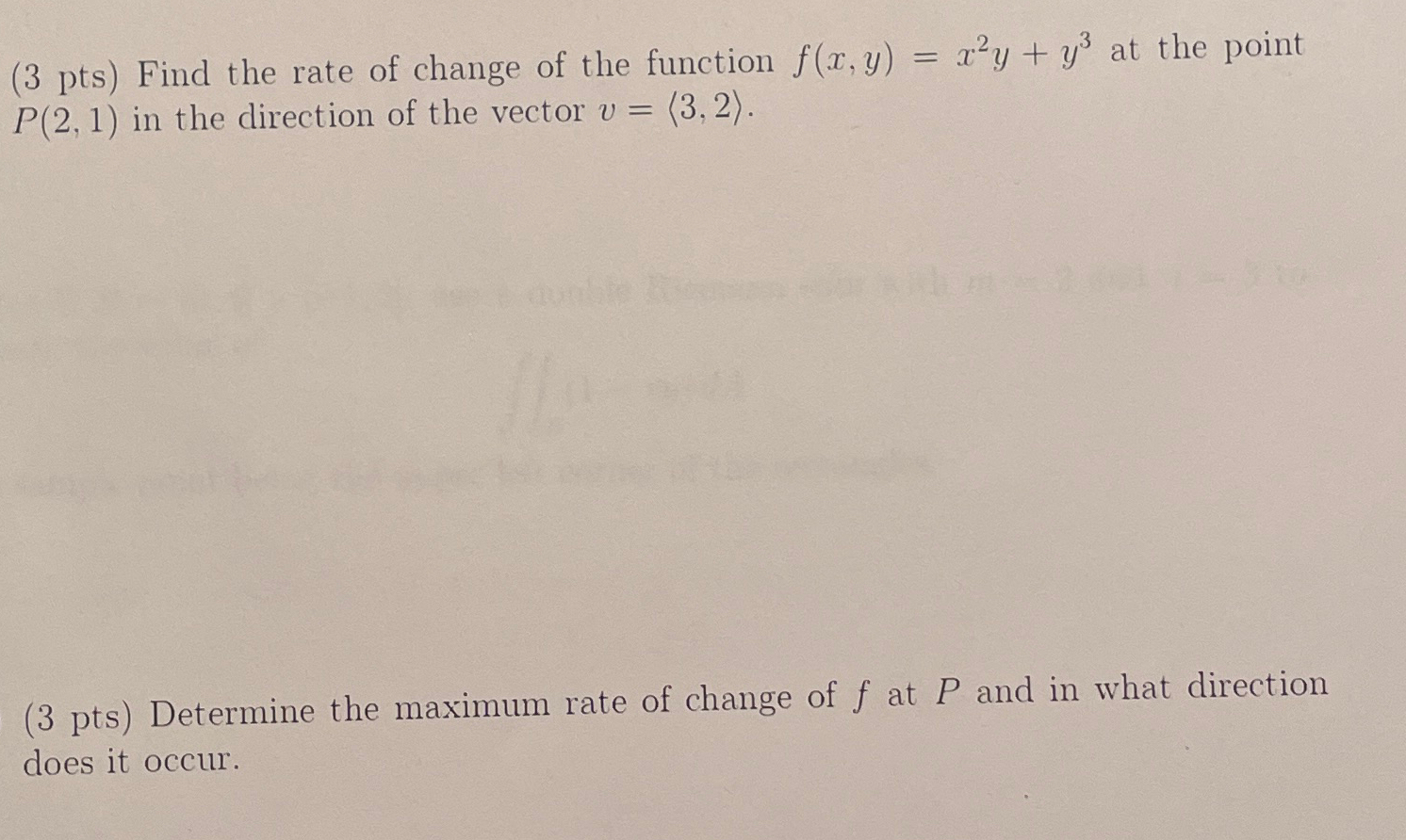 Solved (3 ﻿pts) ﻿Find the rate of change of the function | Chegg.com