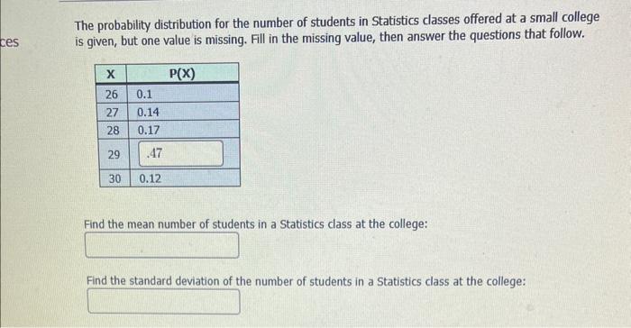 Solved The probability distribution for the number of | Chegg.com