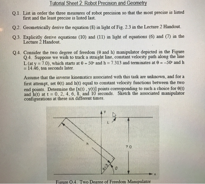 Solved Tutorial Sheet 2: Robot Precision and Geometry Q.1. | Chegg.com
