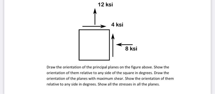 Solved 12 ksi 4 ksi 8 ksi Draw the orientation of the | Chegg.com
