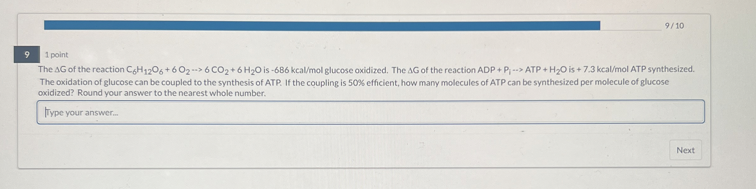 Solved 9 1 ﻿pointThe ΔG ﻿of the reaction | Chegg.com