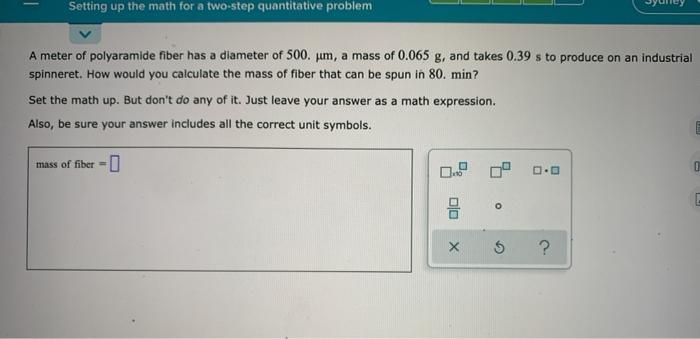 Solved Setting up the math for a two-step quantitative | Chegg.com
