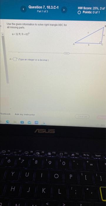 Solved Use the grven information to solve right triangle ABC | Chegg.com