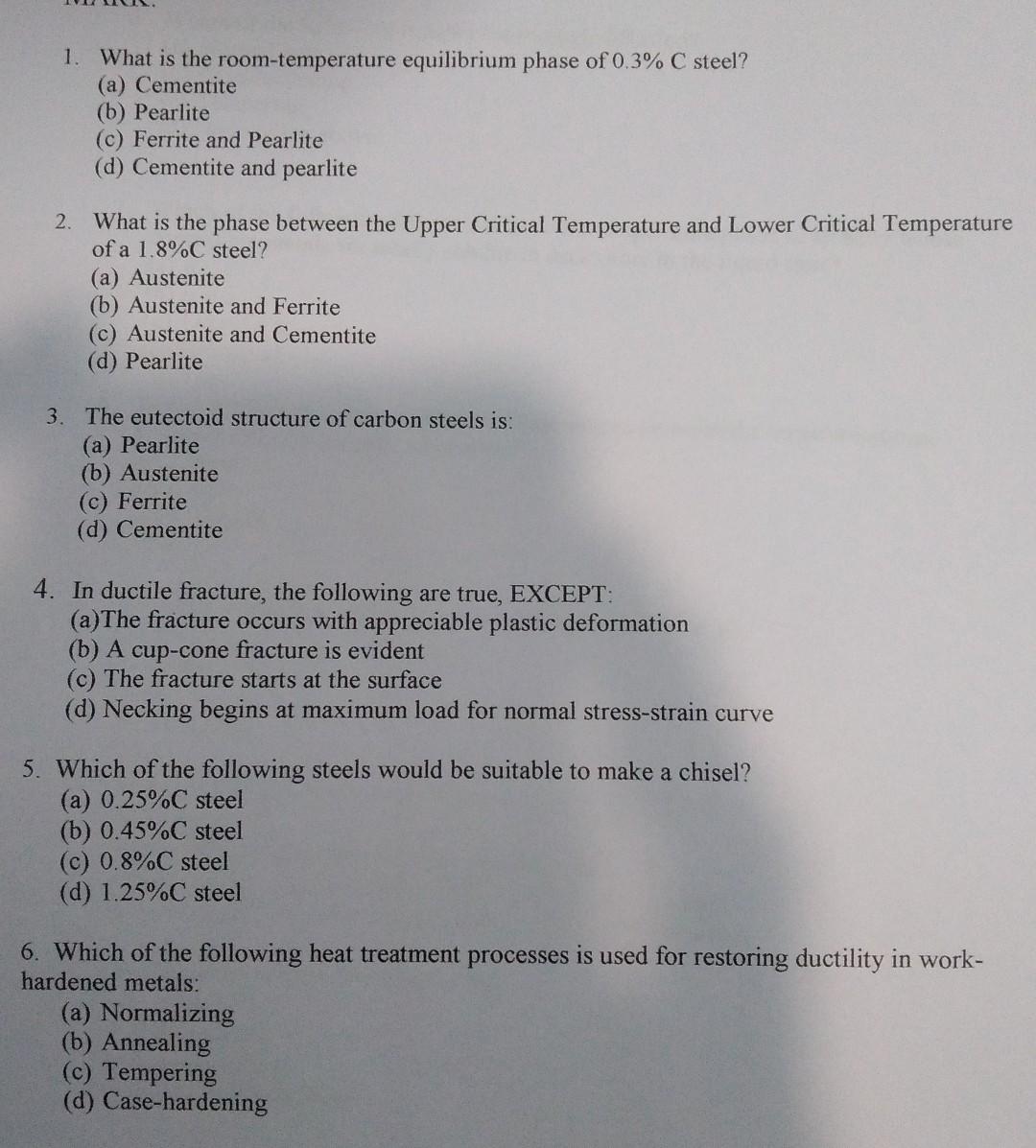 Solved 1. What is the room-temperature equilibrium phase of | Chegg.com