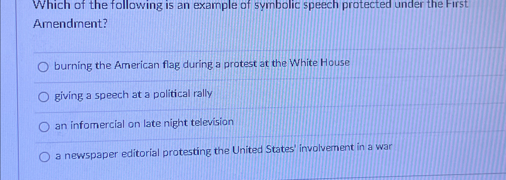 Solved Which of the following is an example of symbolic | Chegg.com