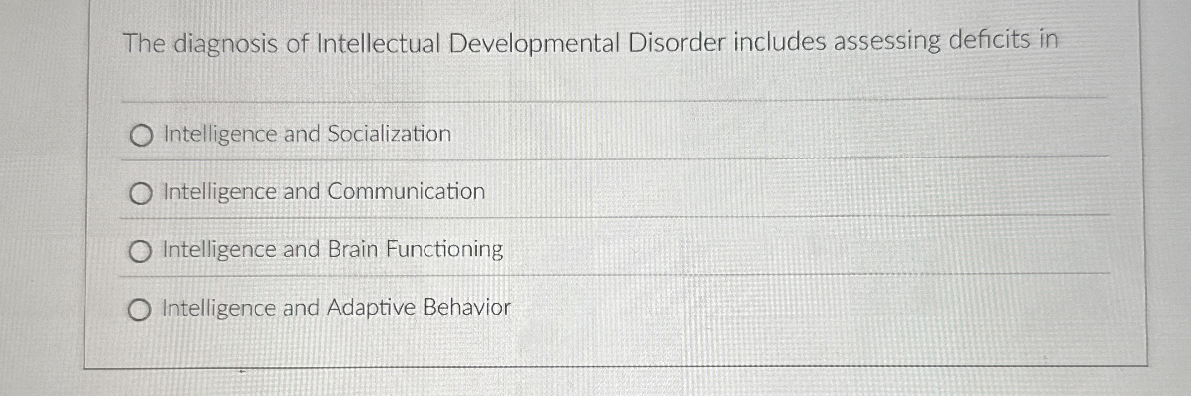 Solved The diagnosis of Intellectual Developmental Disorder | Chegg.com