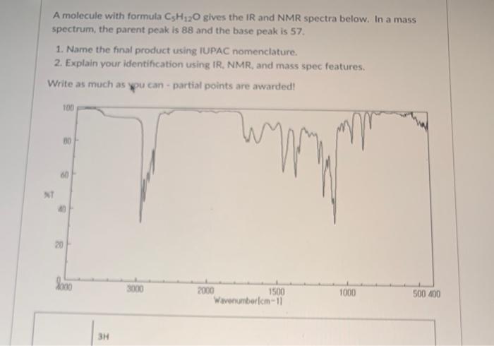 Solved A molecule with formula CsH120 gives the IR and NMR | Chegg.com