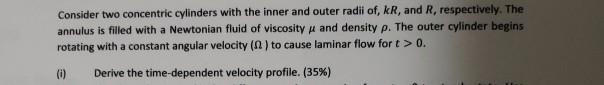 Solved Consider two concentric cylinders with the inner and | Chegg.com