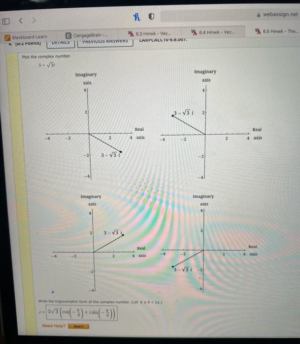 Solved Plot the complex number: 3=3i White the urgponemetric | Chegg.com