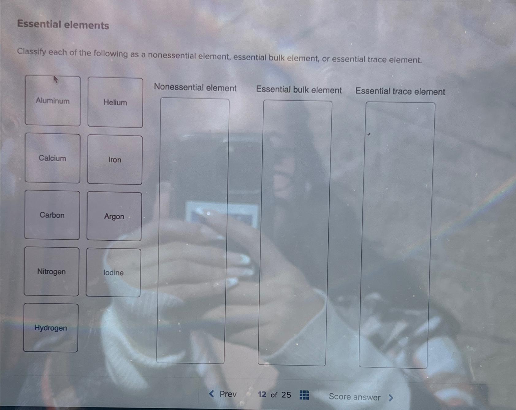 Solved Essential elementsClassify each of the following as a | Chegg.com