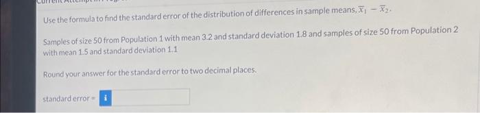 Solved Use the formula to find the standard error of the | Chegg.com