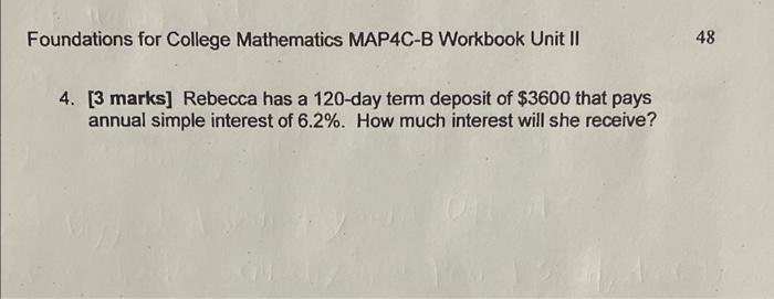 Solved Foundations for College Mathematics MAP4C-B Workbook | Chegg.com