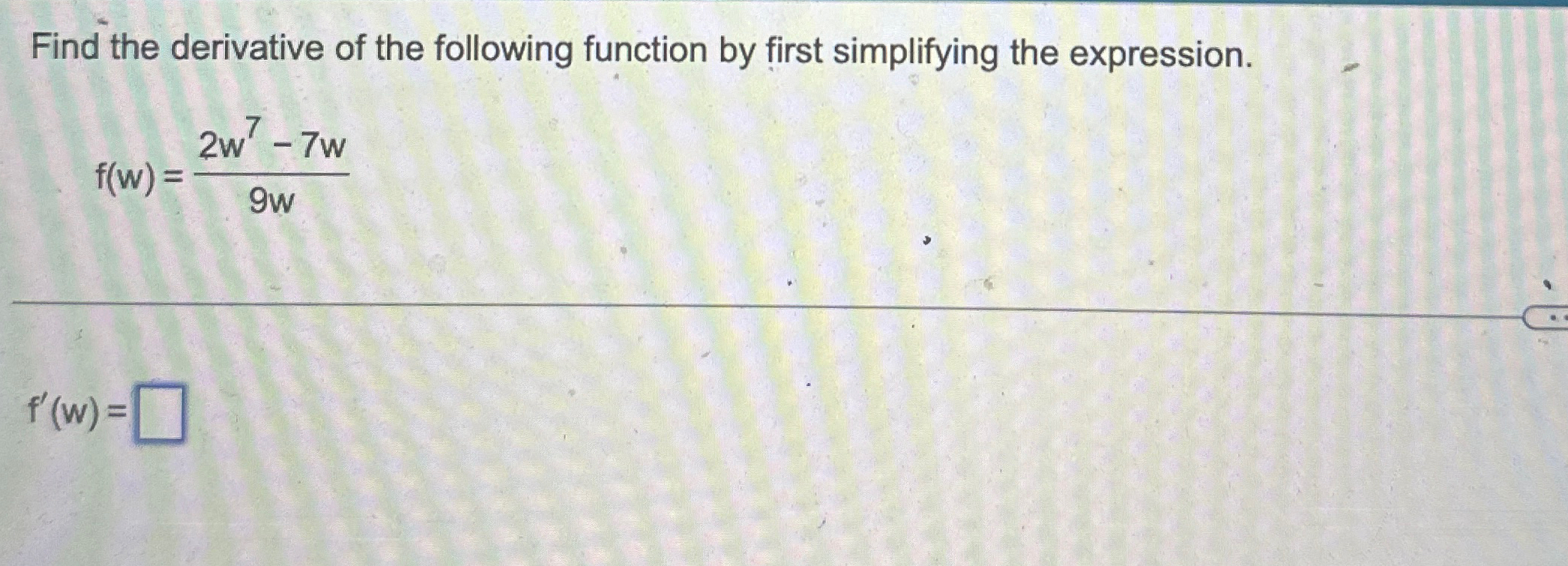 Solved Find the derivative of the following function by | Chegg.com