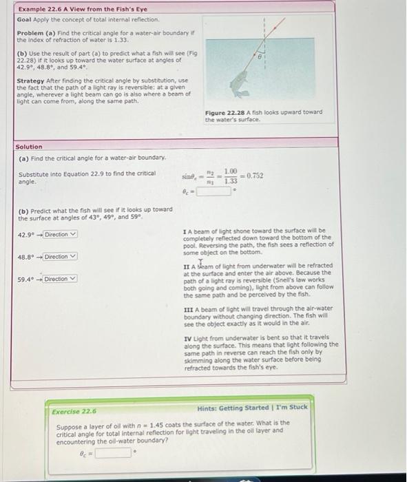 Solved Example 22.6 A View from the Fish's Eye Goal Apply | Chegg.com