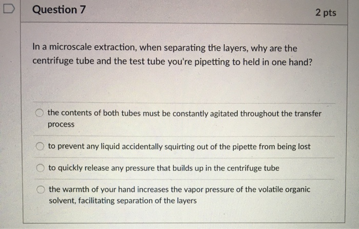 Solved Question 5 3 pts Which of the following extractions | Chegg.com