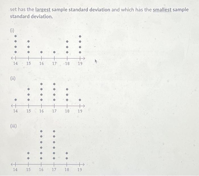 Solved set has the largest sample standard deviation and | Chegg.com