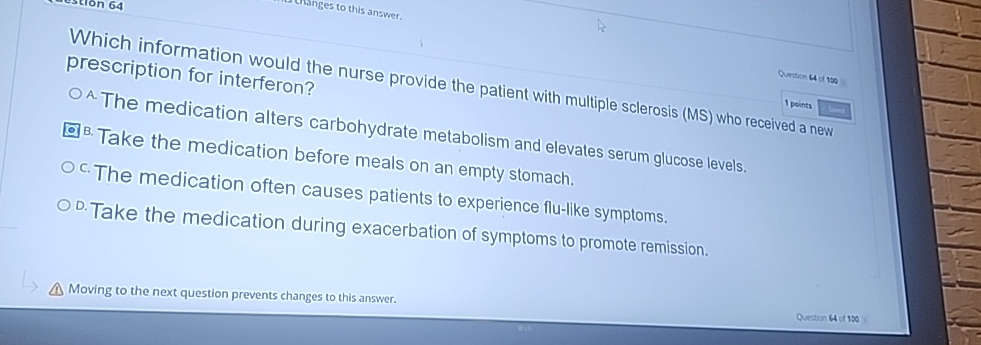 Solved prescription for interferon?A. ﻿The medication alters | Chegg.com