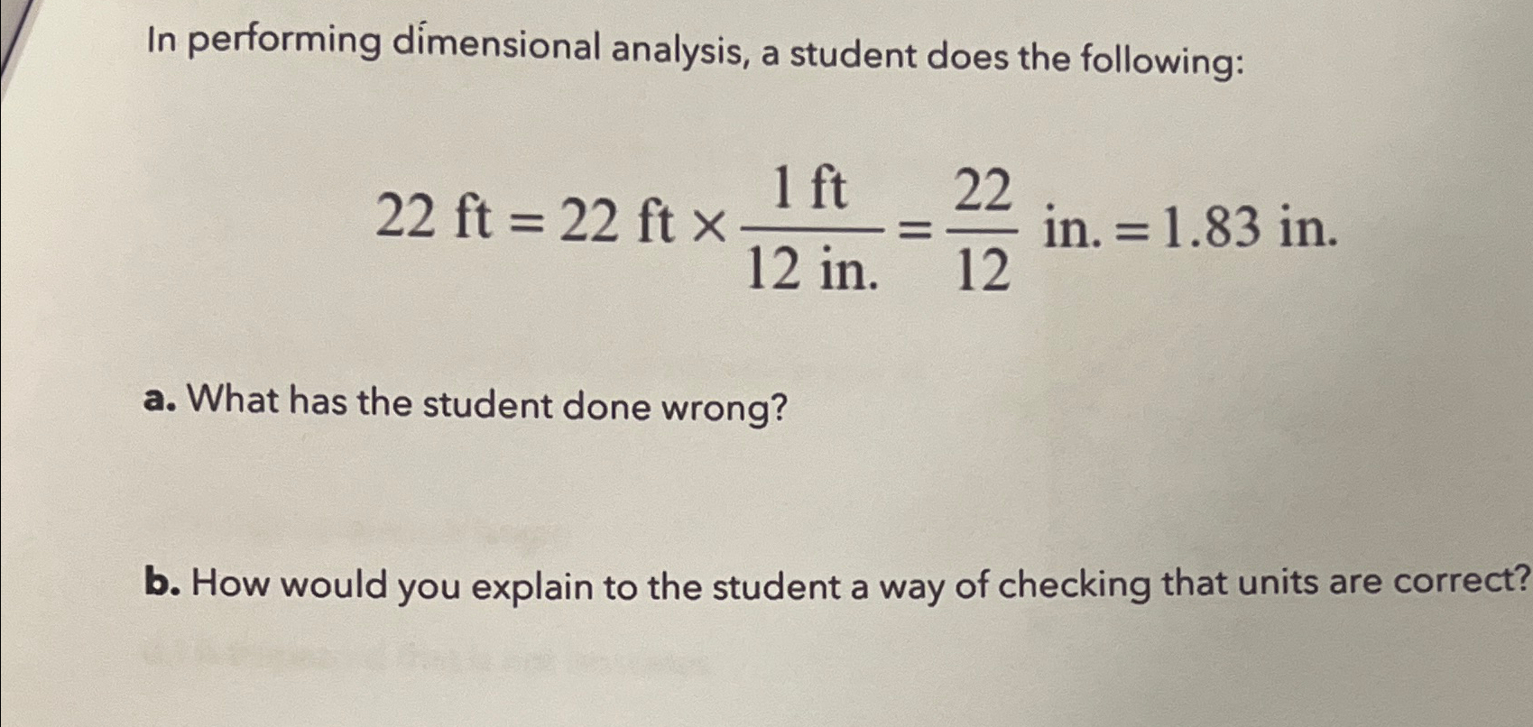 Solved In performing dimensional analysis, a student does | Chegg.com